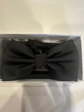 Accessories | Wedding Party Satin Bow Ties With Hankies Black | Poshmark